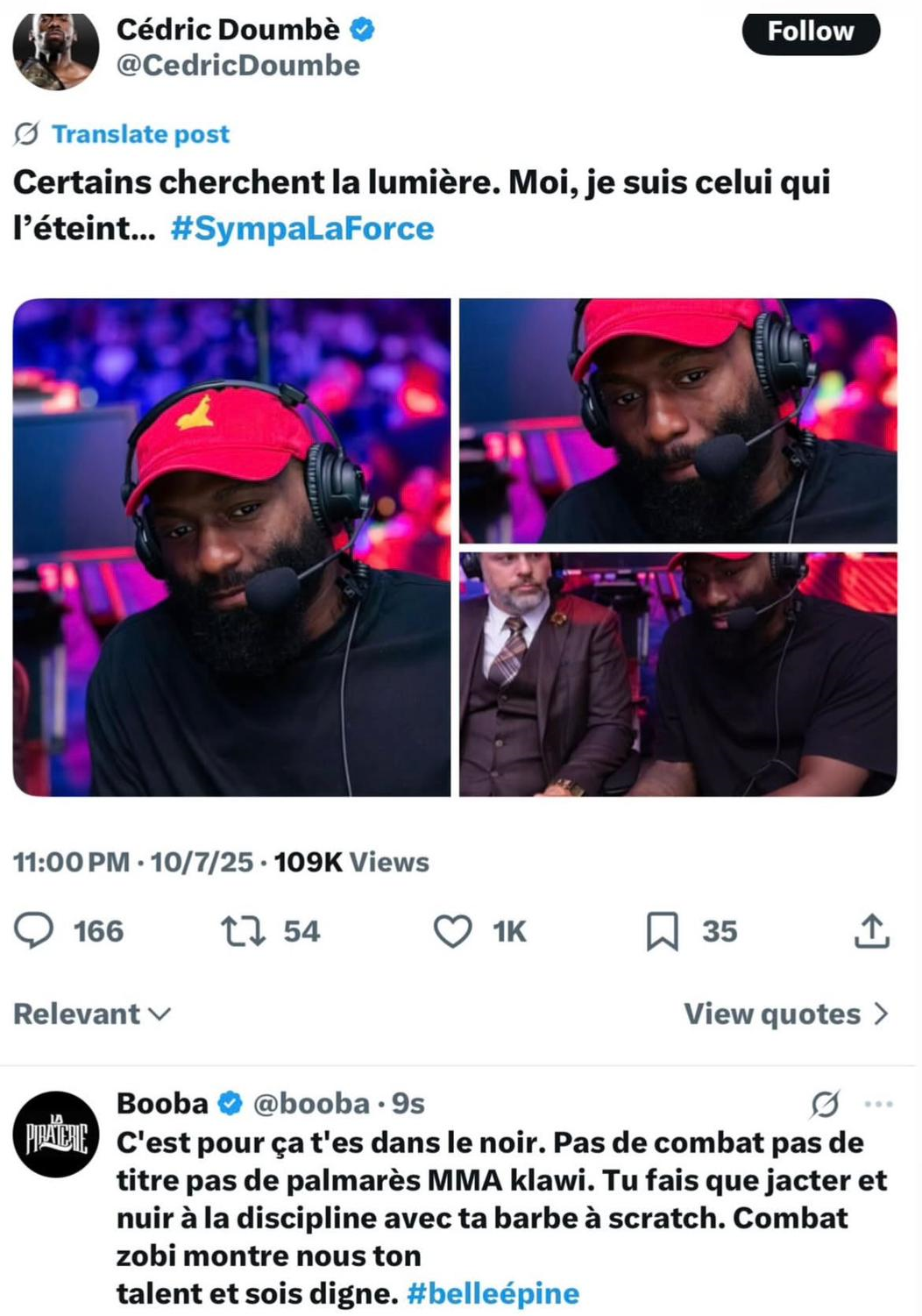 Booba clashe Cédric Doumbè : "Avec ta barbe à scratch"